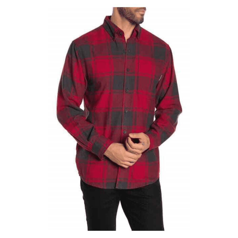 Wolverine Pike Plaid Flannel Regular Fit Shirt, Red Plaid, Medium ...