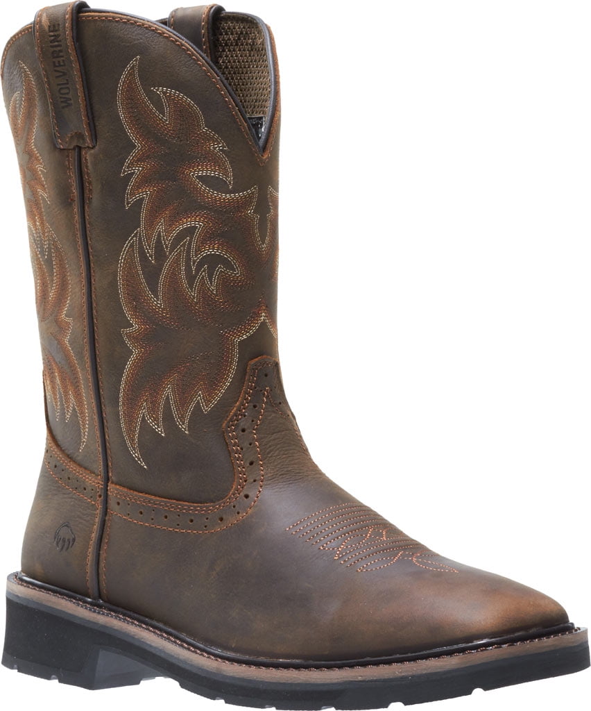 Wolverine Rancher Square-Toe Wellington Men Dk Brown/Rust - Walmart.com