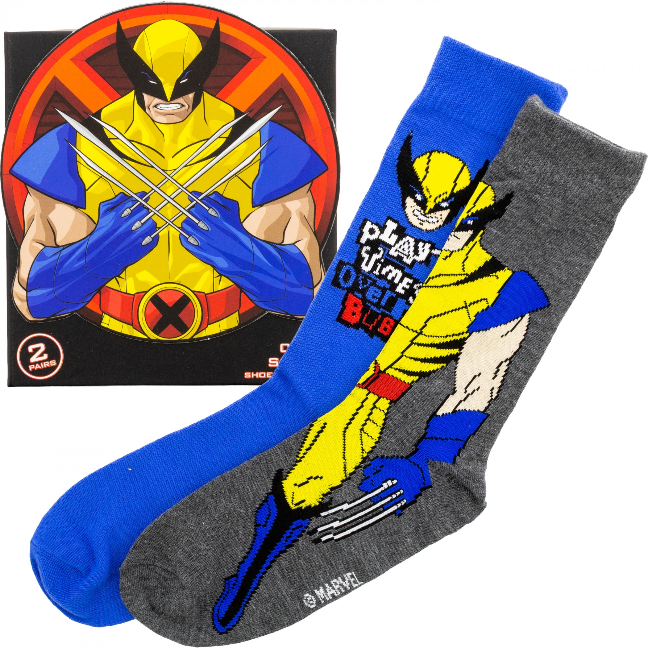 Wolverine Retro Art Crew Socks 2-Pair Pack Box Set - Walmart.com