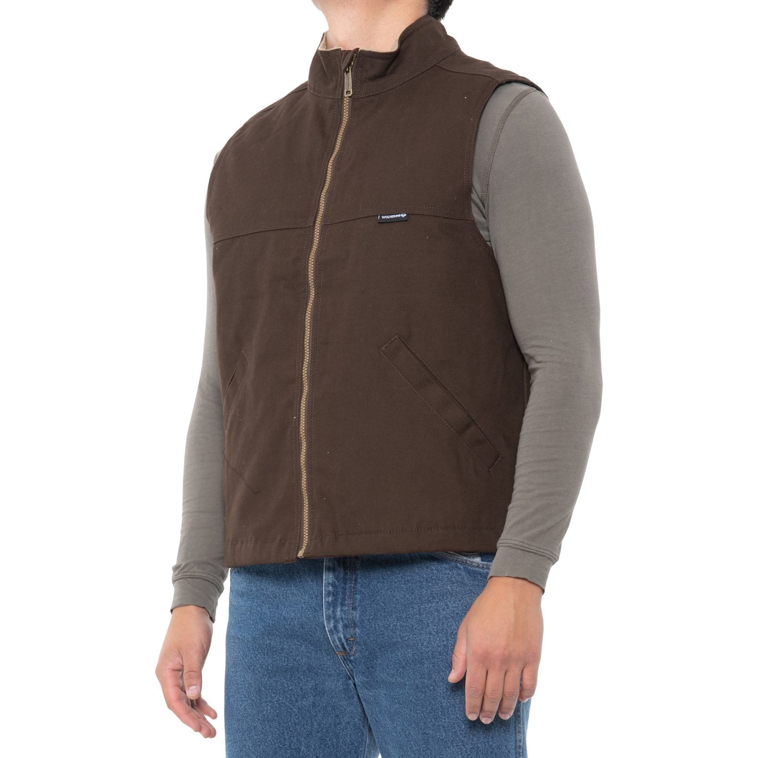 Wolverine Sherpa Collar Canvas Vest Men Dark Bison - Walmart.com