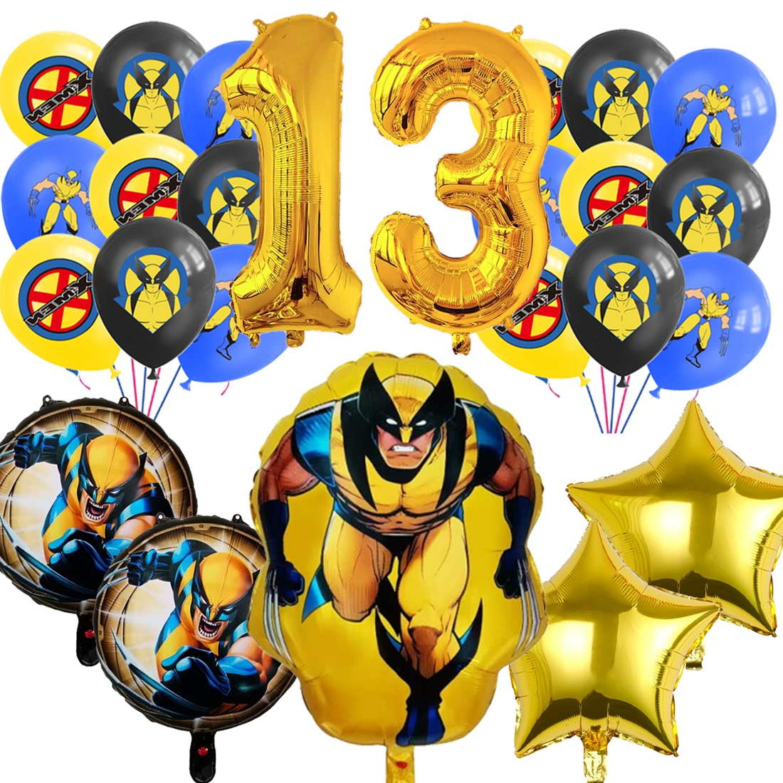 Wolverine X-men Balloons Party Supplies 13th Big Number Decorations ...