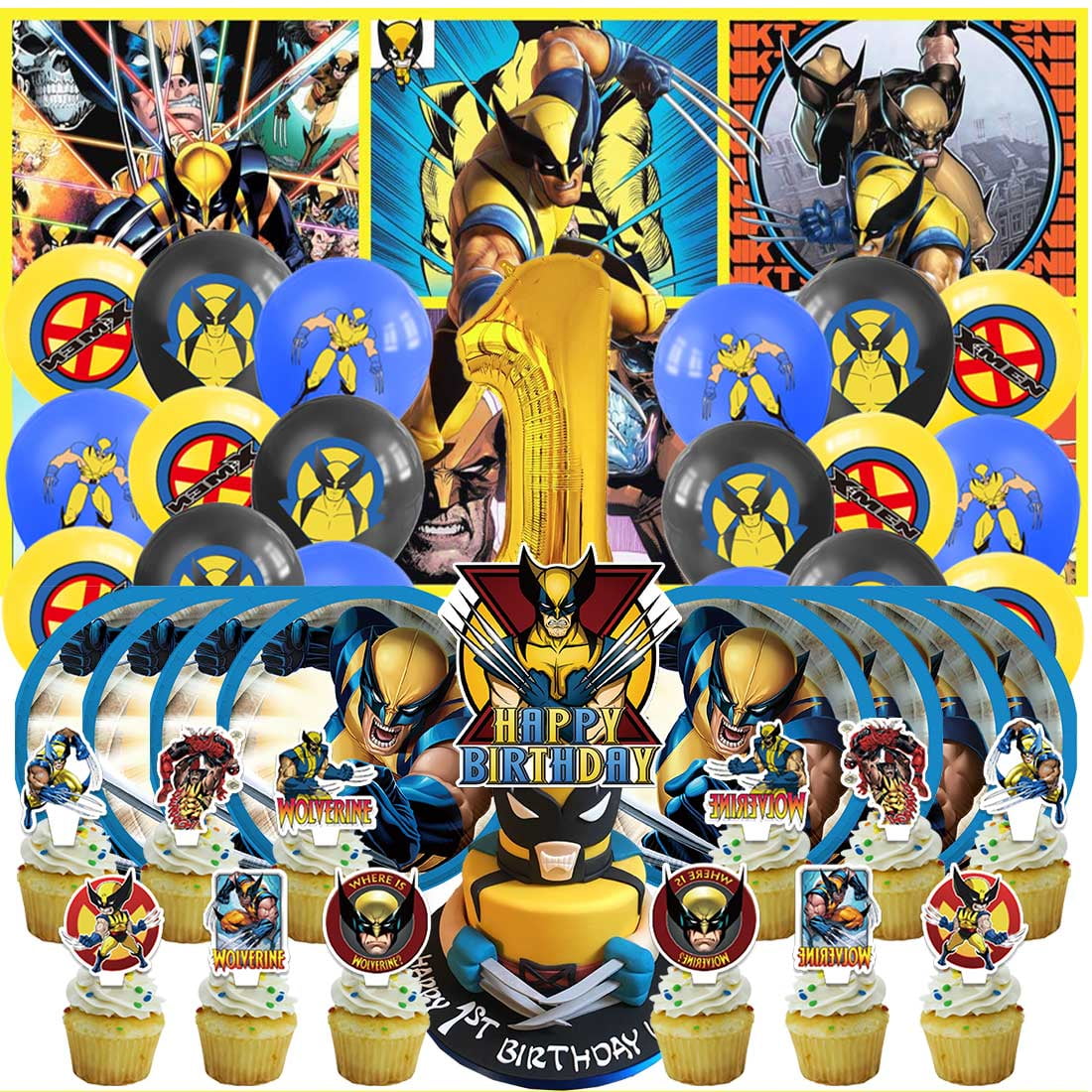 Wolverine X-men Balloons Party Supplies 1st Decor Tableware Birthday ...