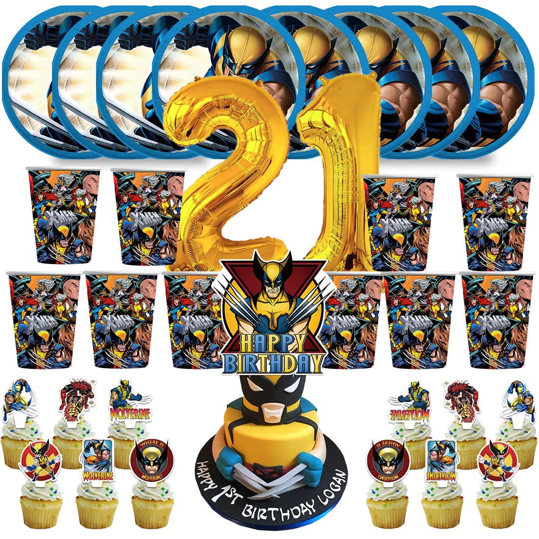 Wolverine X-men Birthday 21th Cups Party Supplies Plates Fans ...
