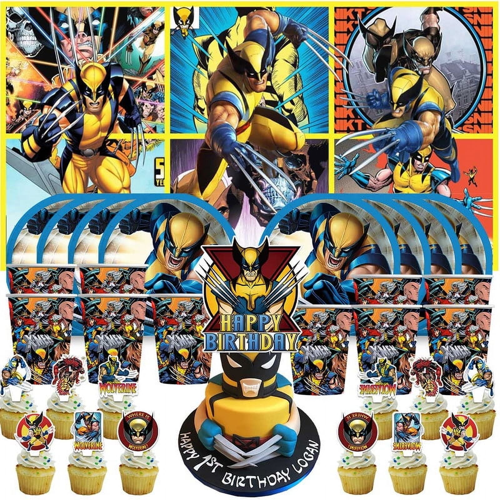 Wolverine X-men Birthday Cups Party Supplies Decor Backdrop Plates Fans ...