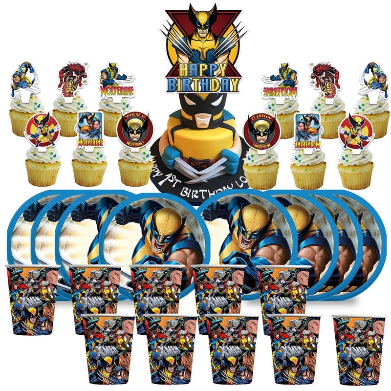 Wolverine X-men Birthday Cups Party Supplies Plates Fans Decorations ...