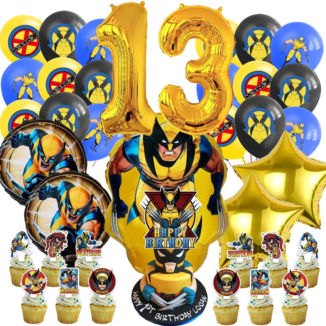 Wolverine X-men Party Supplies 13th Decor Kit Balloons Birthday Cake ...