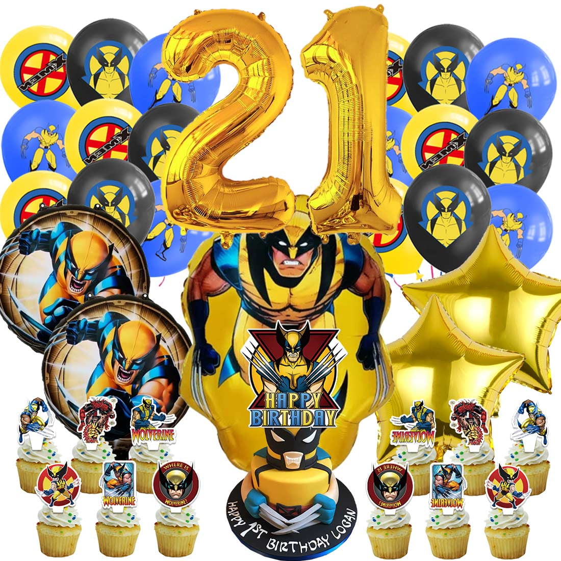 Wolverine X-men Party Supplies 21th Decor Kit Balloons Birthday Cake ...
