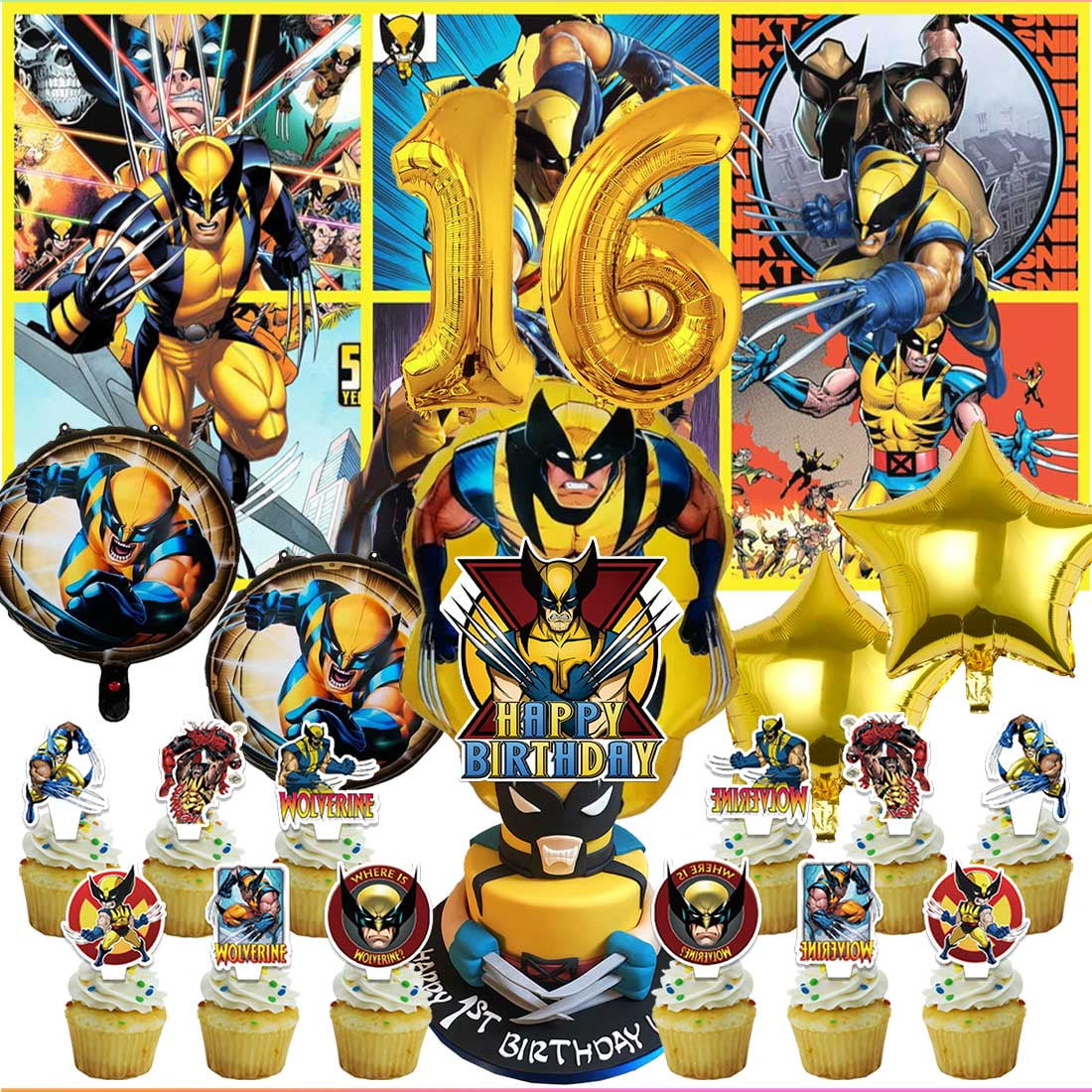 Wolverine X-men Party Supplies Decor 16th Kit Balloons Birthday Cake ...