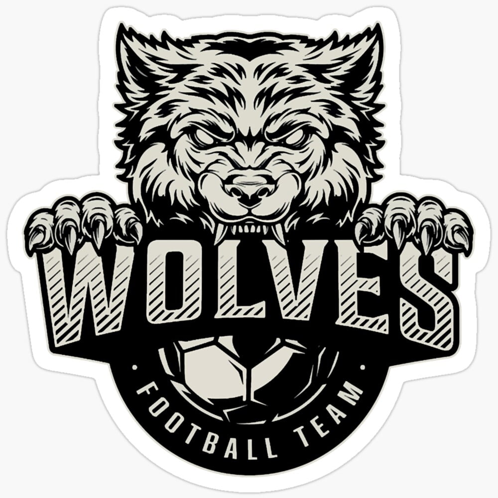 Wolves Football Team Logo Design Sticker Baseball Sticker, Football ...