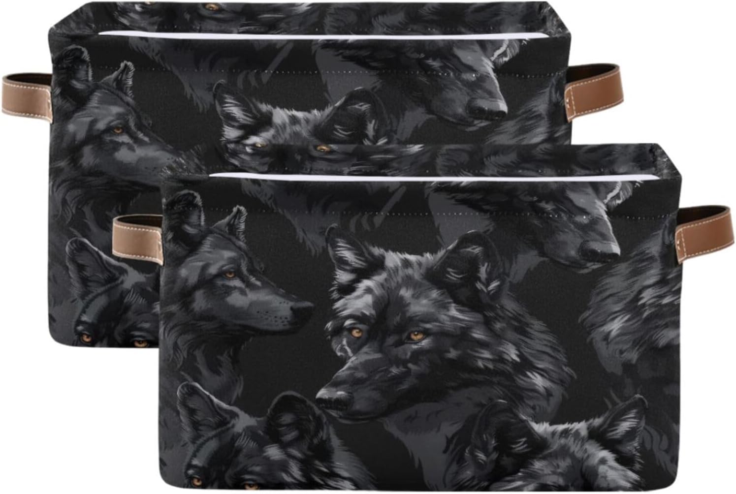 Wolves Head Black Shelf Storage Bins, Foldable Fabric Storage Baskets ...