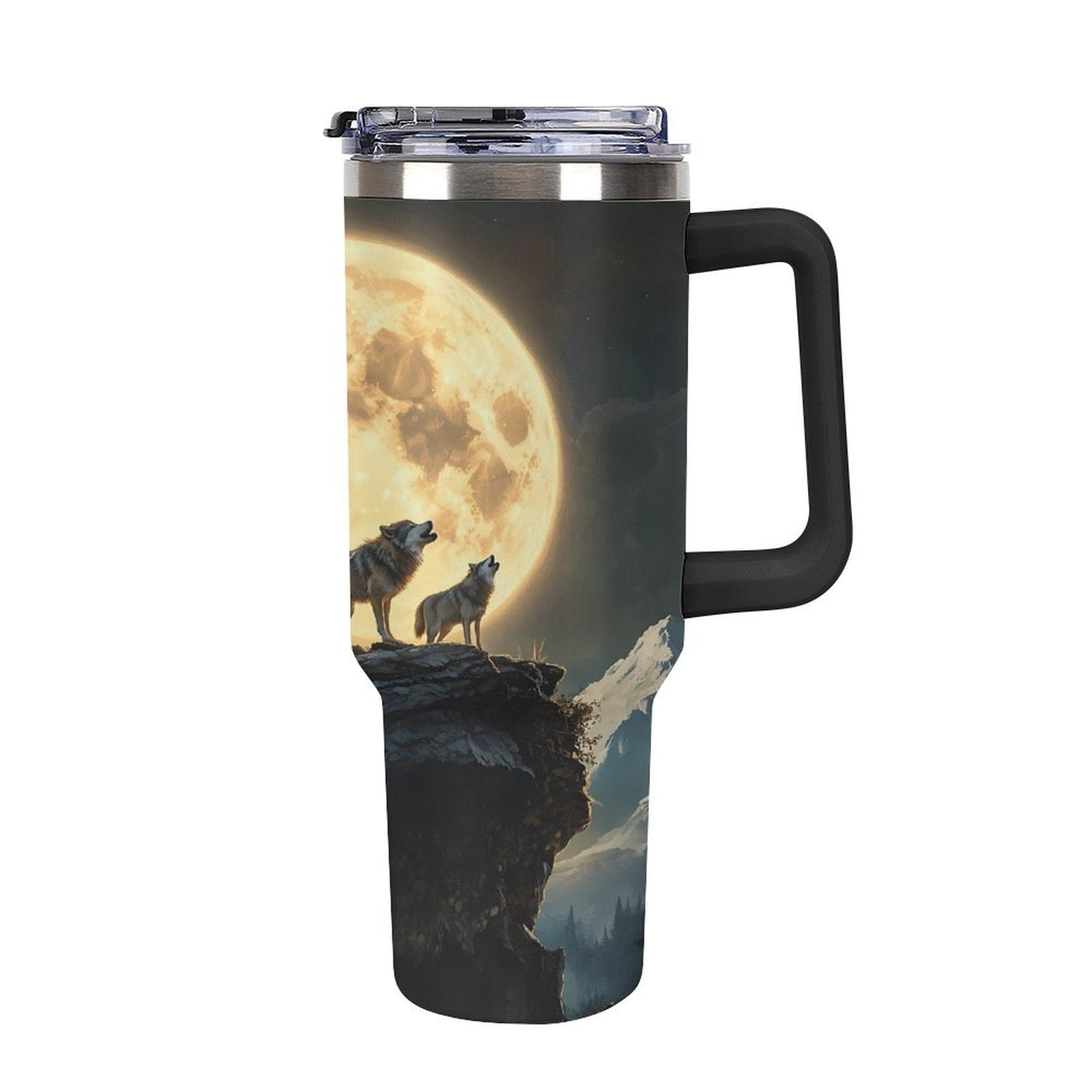 Wolves Howling At The Moon 40 oz Tumbler with Handle and Straw ...