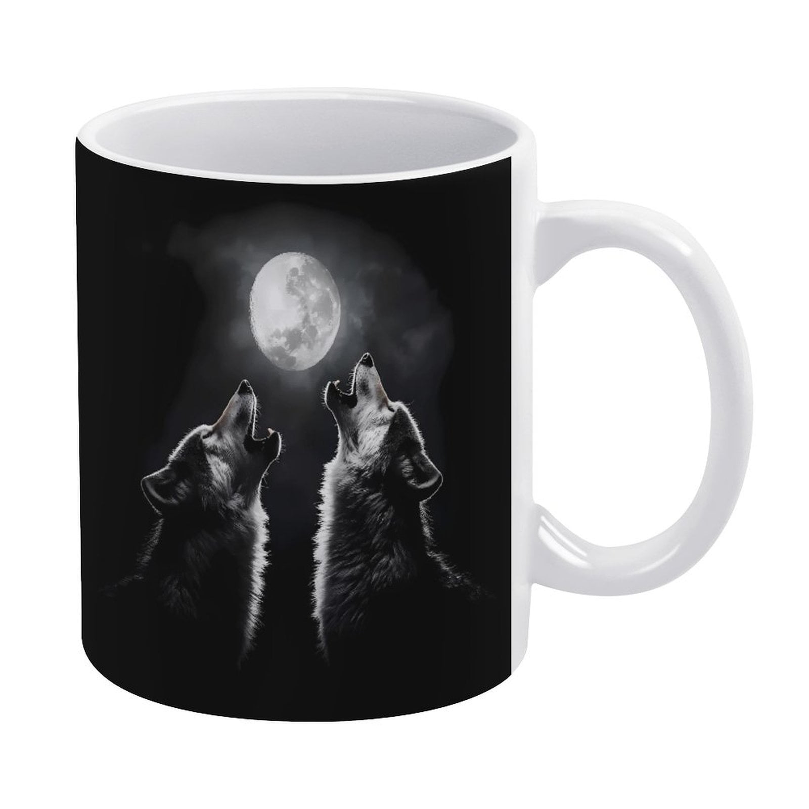 Wolves Howling at The Moon Wolf Pack 11oz Coffee Mug with Handles ...