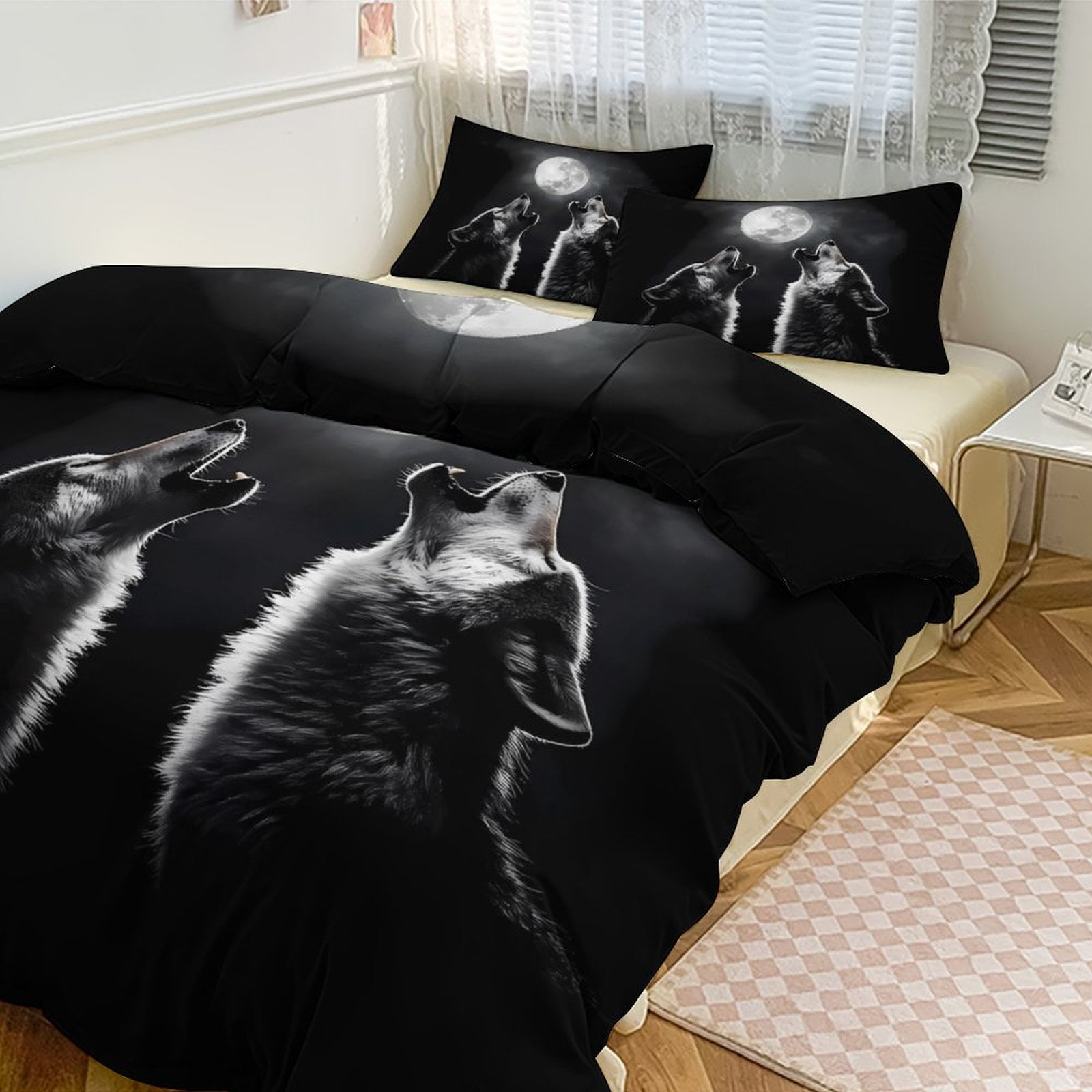Wolves Howling at The Moon Wolf Pack Duvet Cover King&Queen Size Soft 3 ...