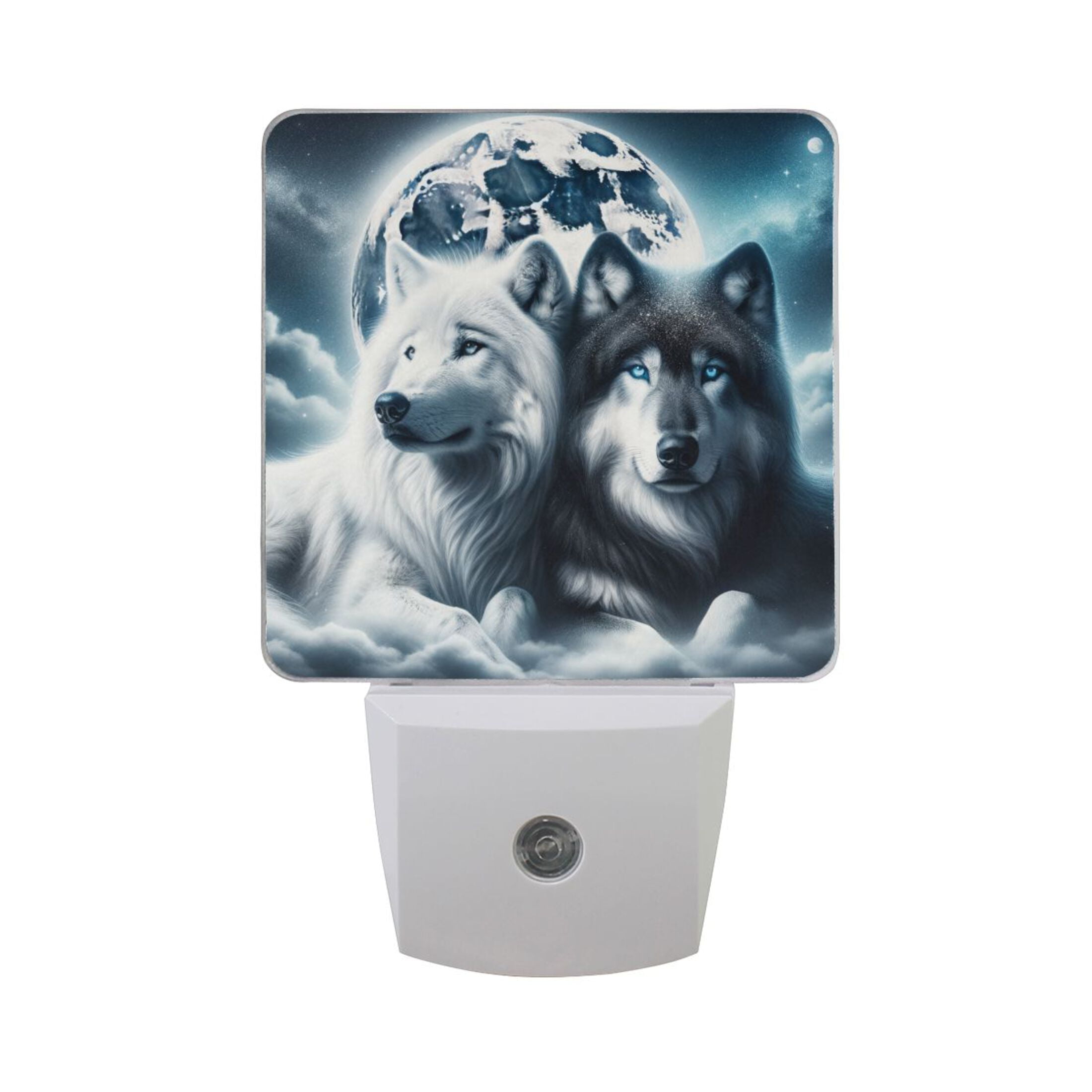 Wolves Lying under Moonlight Night Light 2 Pack LED Nightlight Plug ...