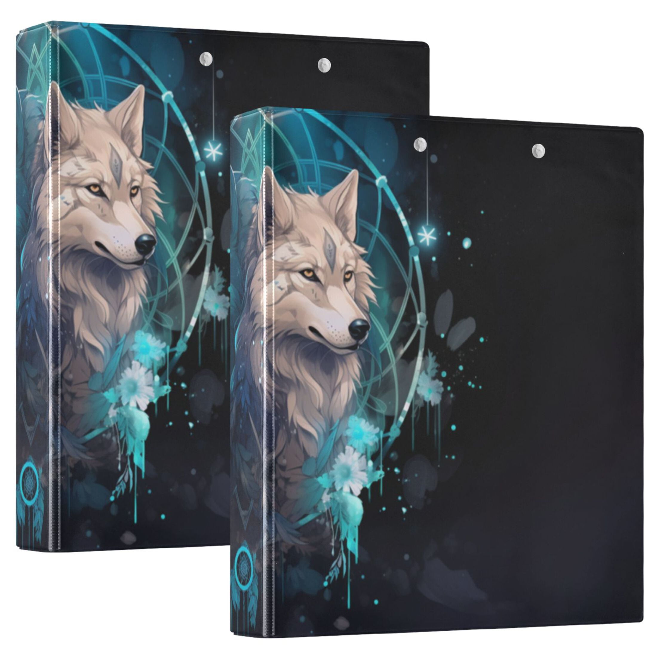 Wolves Magic Leaves 3 Ring Binders 1.5 inch Hardcover File Folders with ...