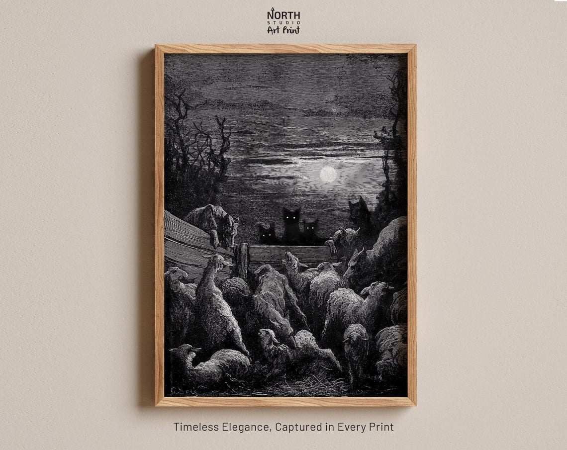 The Wolves And The Sheep By Gustave Dore, Dark Gothic Art, Vintage ...
