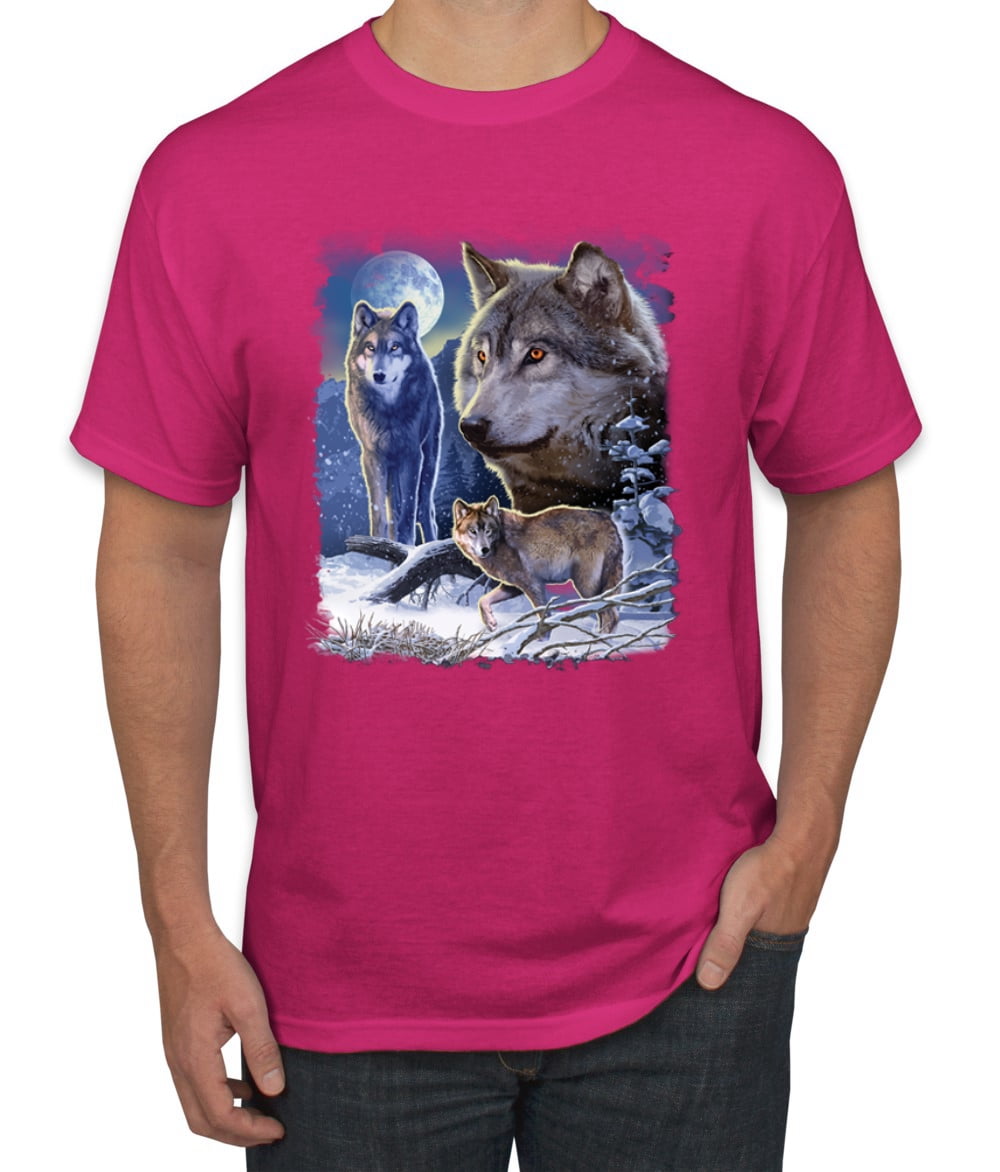 Wolves and the Moon in the Winter Night | Mens Animal Lover Graphic T ...