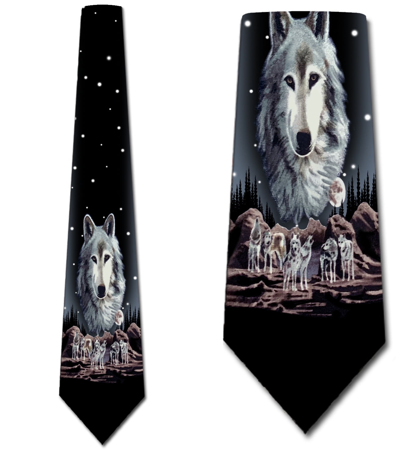 Wolves at Night (Black) Necktie Mens Tie - Walmart.com