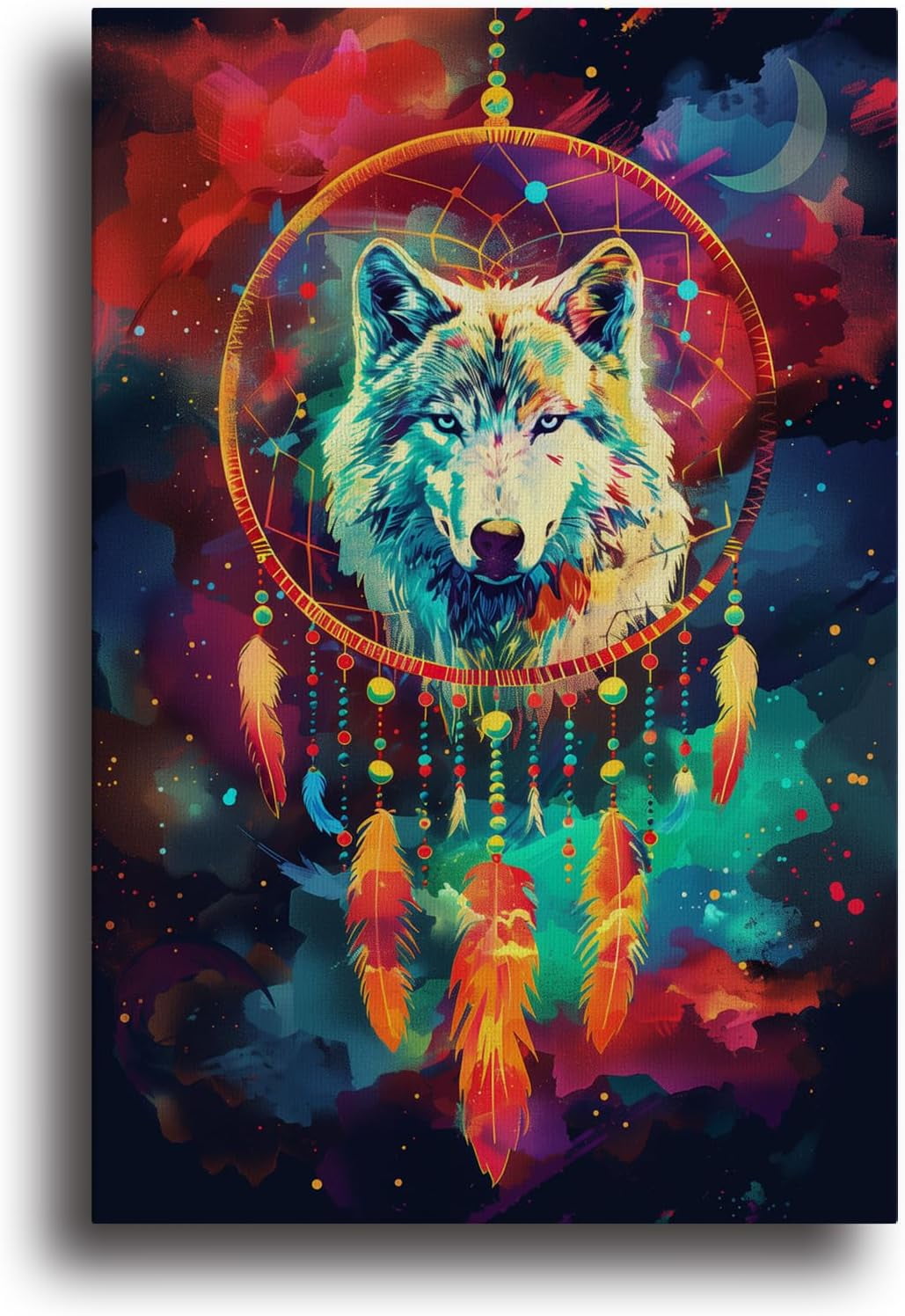 Wolves and dreamcatchers Canvas Poster Room Decor Scenery Wall Decor ...
