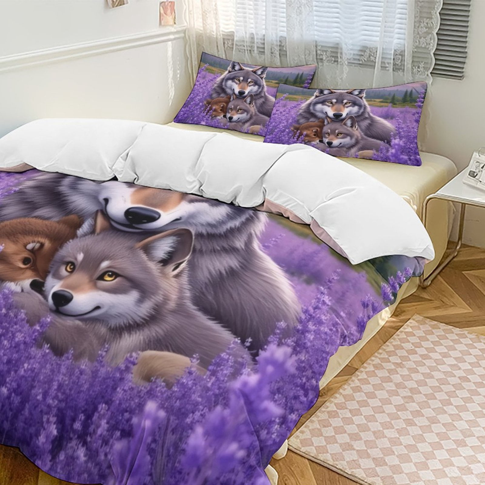 Wolves in Lavender Field 3D Duvet Cover Set Quilt Cover Theme of ...