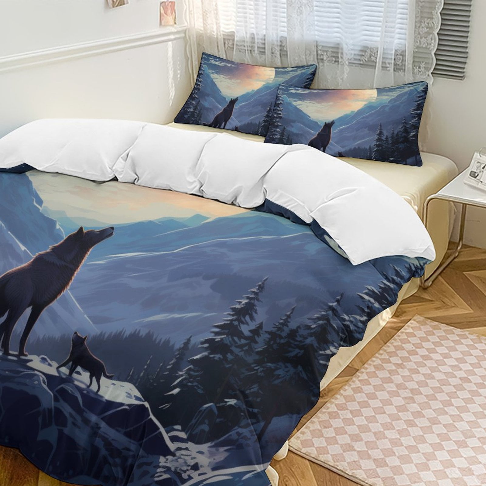 Wolves in The Moonlight 3D Duvet Cover Set Quilt Cover Theme of Kid Boy ...
