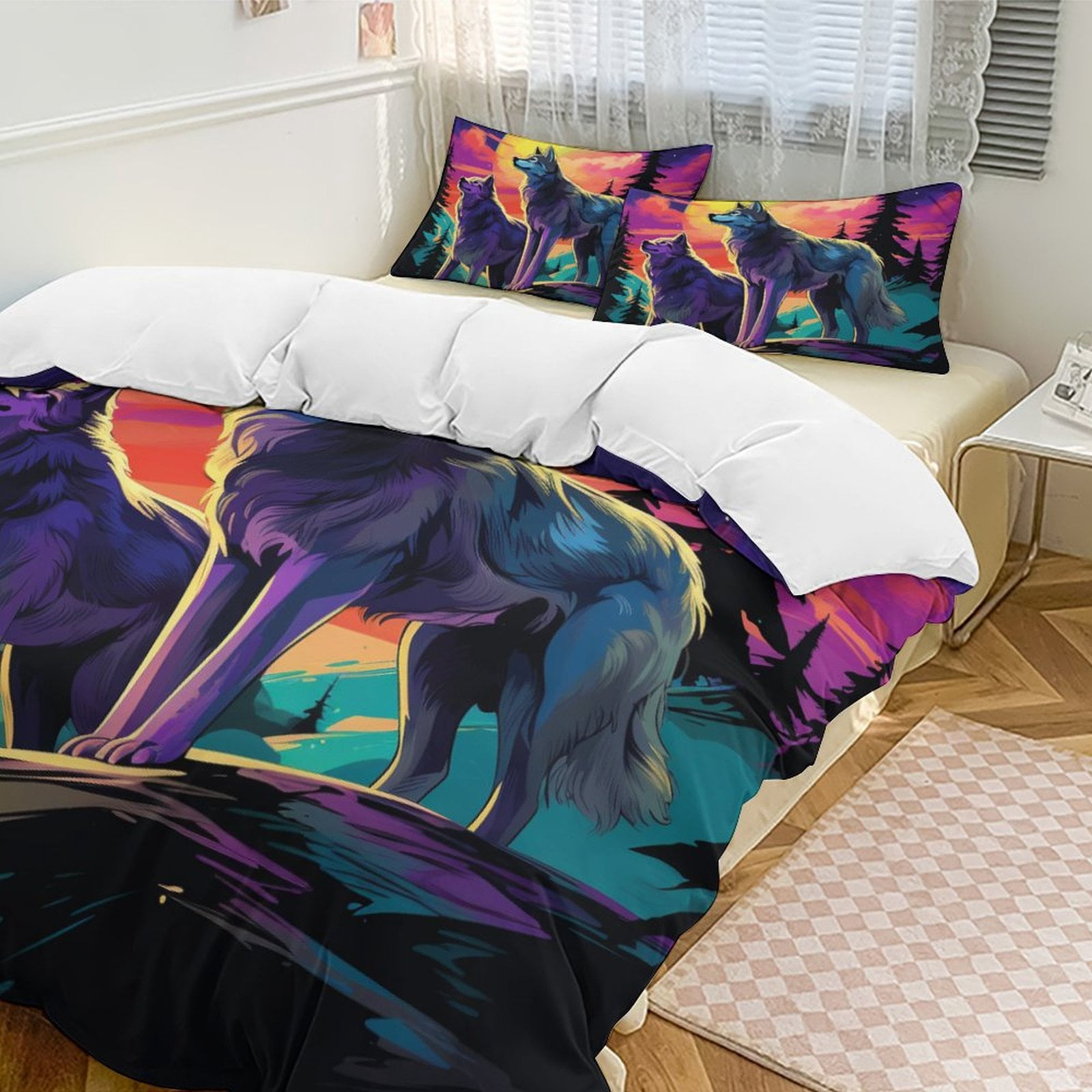 Wolves in The Moonlight 3D Duvet Cover Set Quilt Cover Theme of Kid Boy ...