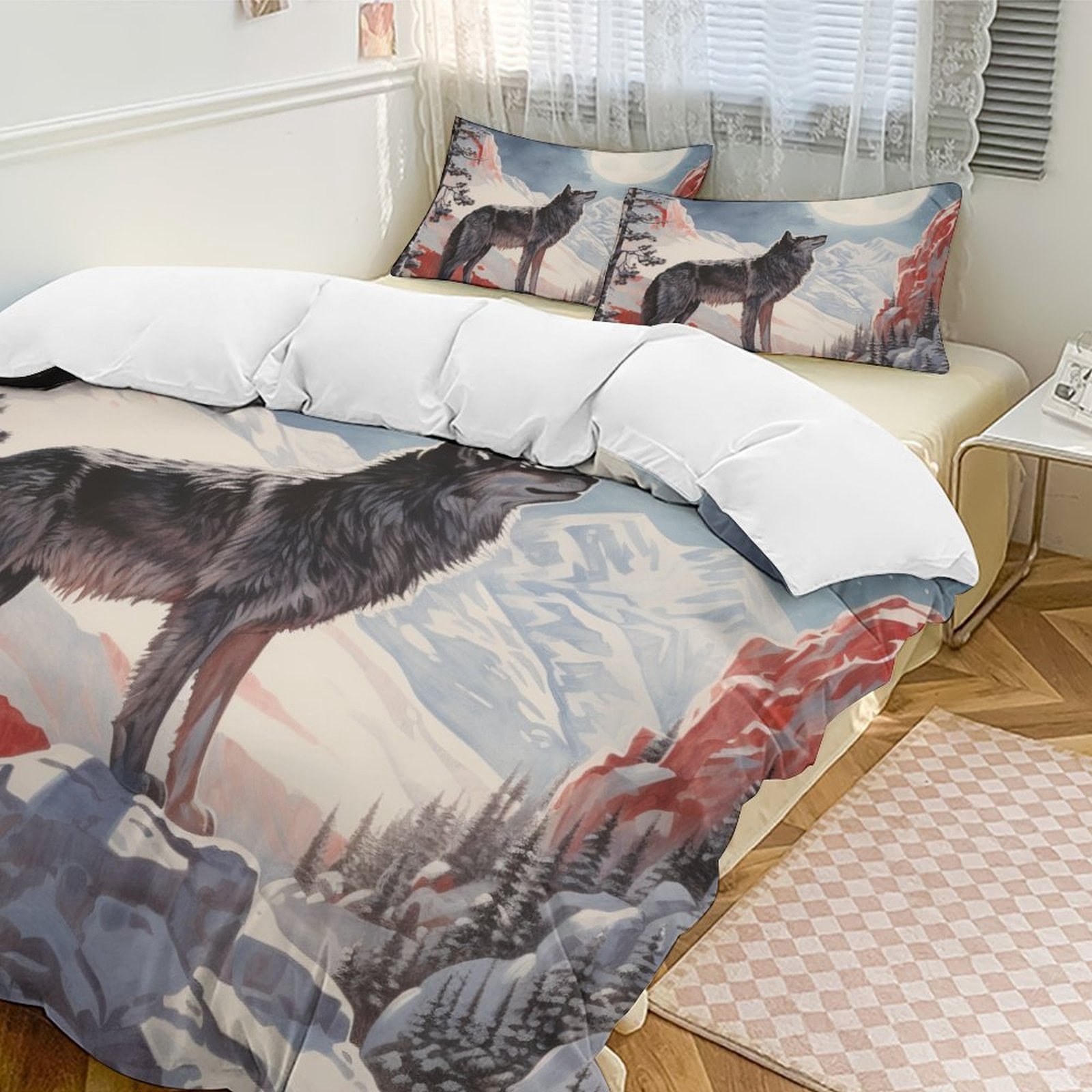Wolves in The Moonlight 3D Duvet Cover Set Quilt Cover Theme of Kid Boy ...