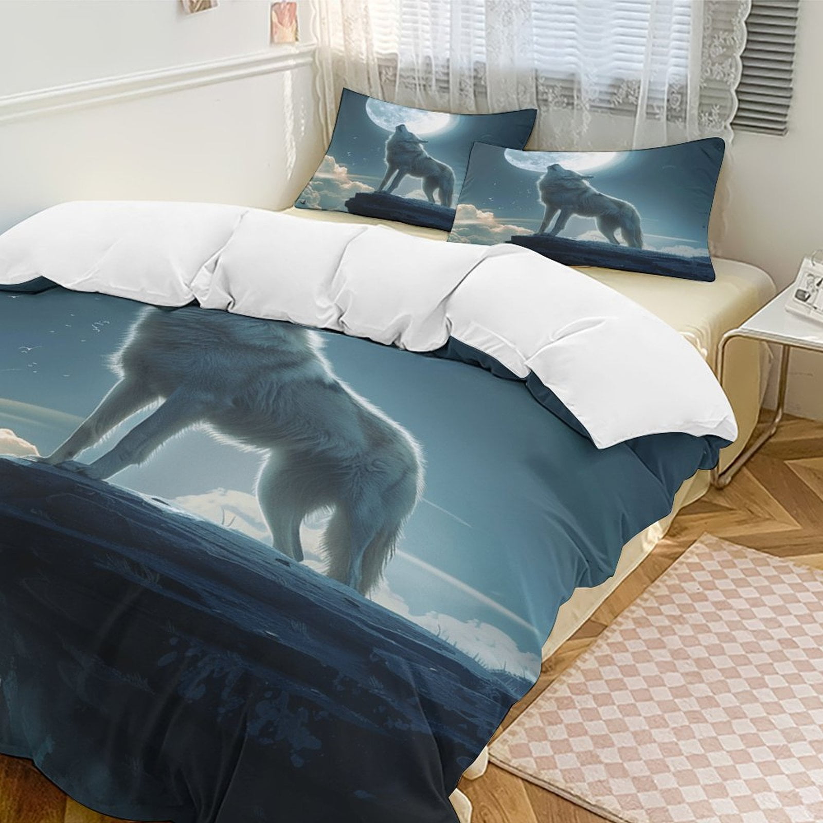 Wolves in The Moonlight 3D Duvet Cover Set Quilt Cover Theme of Kid Boy ...