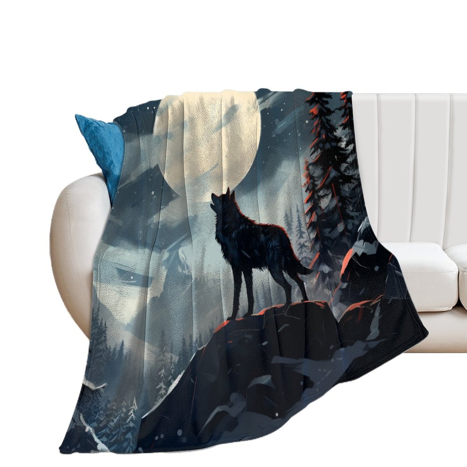 Wolves in The Moonlight Blanket for Bed Throw Blanket for Women, Men ...
