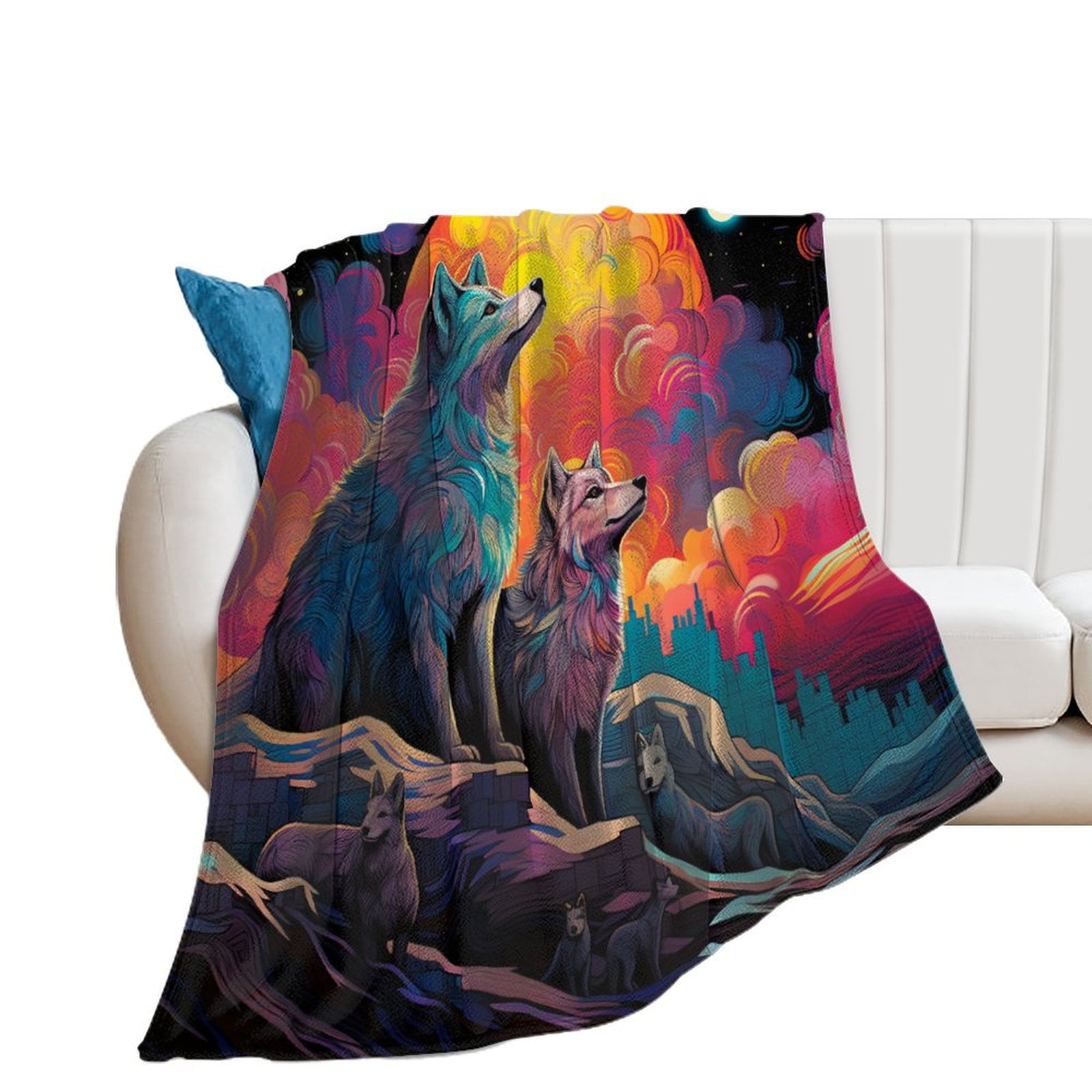Wolves in The Moonlight Throw Blanket for Women, Men & Kids - Super ...