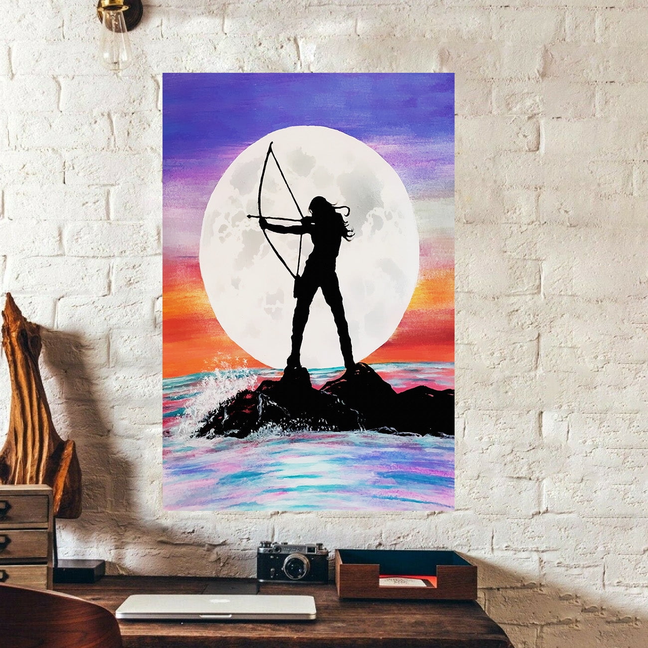 Woman Archer And Moon Print Poster 16 x 24 Inch Poster - Walmart.com