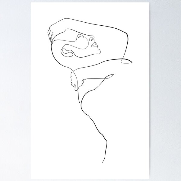 Woman Arm Pose One Line Drawing Poster Wall Art, Modern Wall Decor For ...