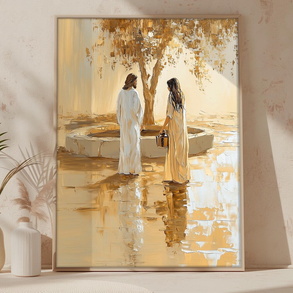 Woman At The Well, Samaritan Woman And Jesus Wall Art, Bible Printable ...