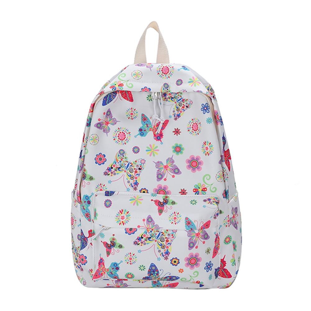 Woman Backpack Butterflies Floral Print School Bags Nylon for Teenage ...