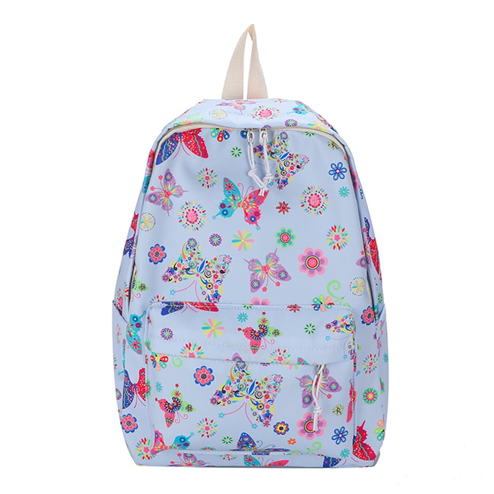 Woman Backpack Butterflies Floral Print School Bags Nylon for Teenage ...