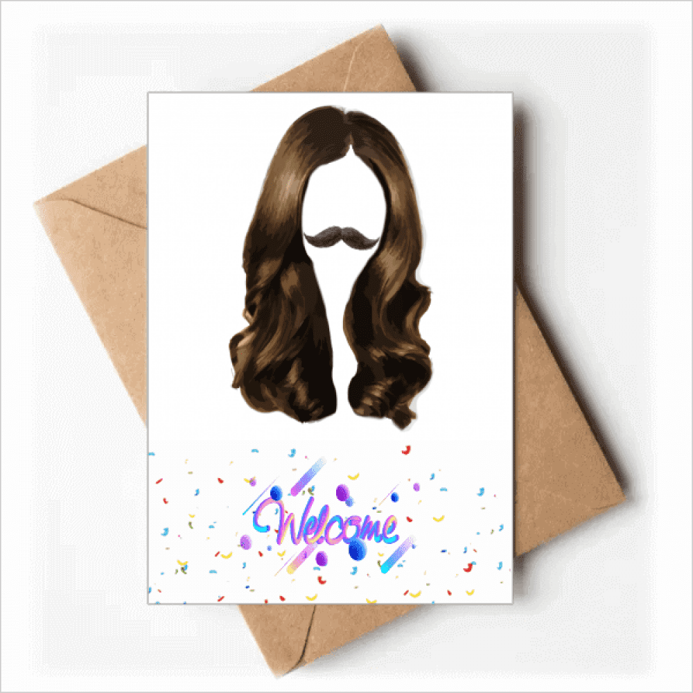 Woman Beard Wavy Hair Art Deco Fashion Welcome Back Greeting Cards ...