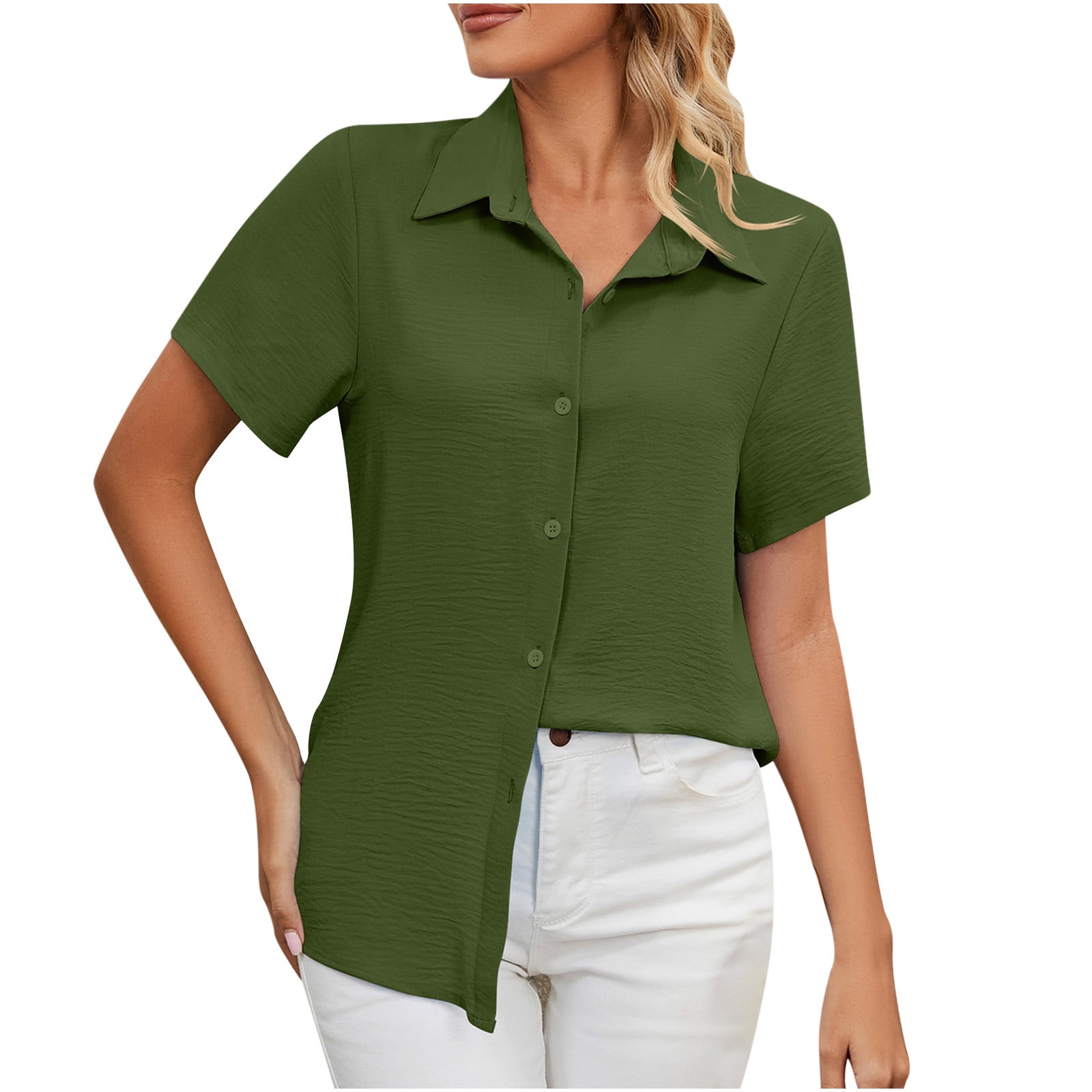Baikeli Woman Blouses Casual Tops Basic Shirts Women Basic Solid Color ...