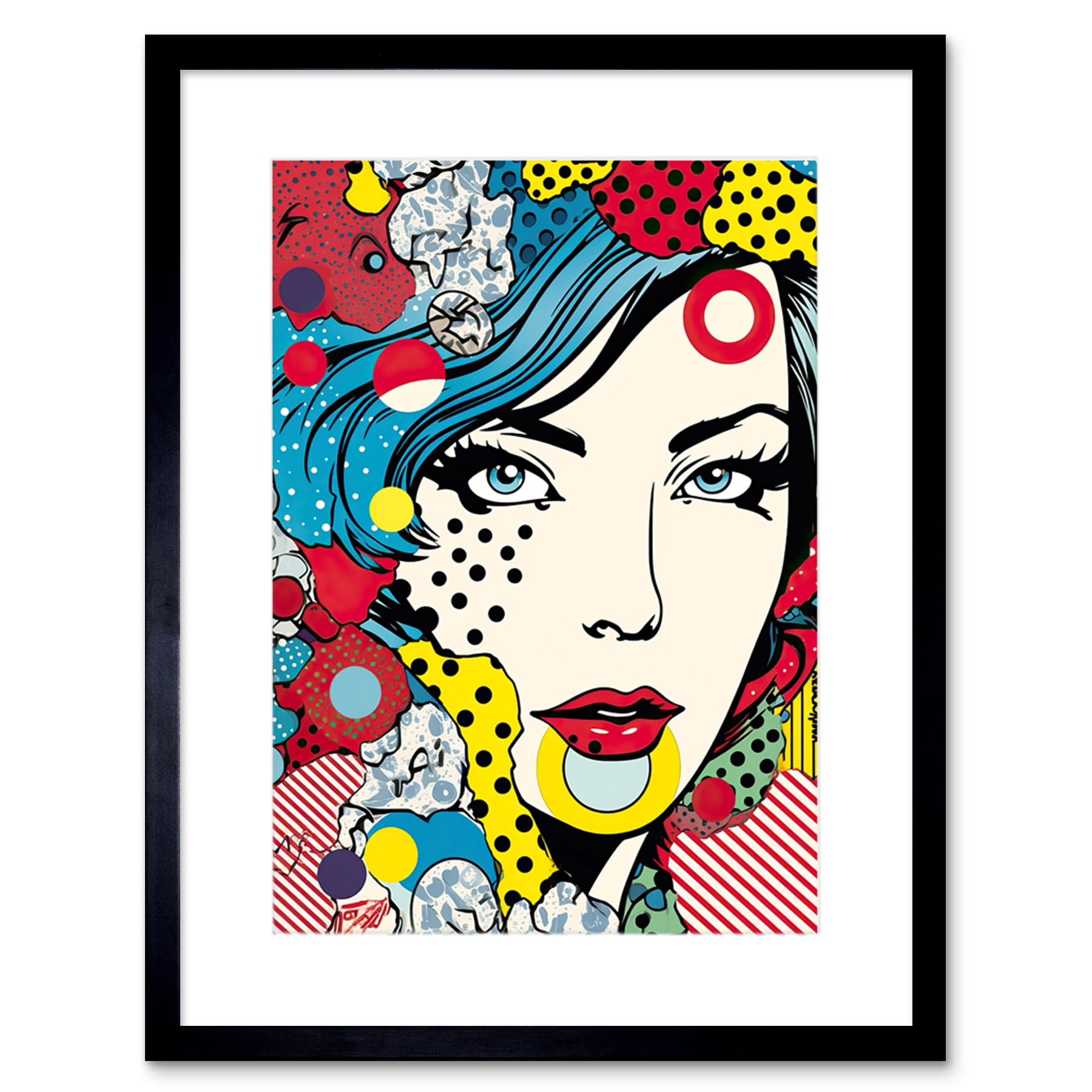 Woman Blue Eyes Abstract Comic Book Style Portrait Pop Art Bedroom ...