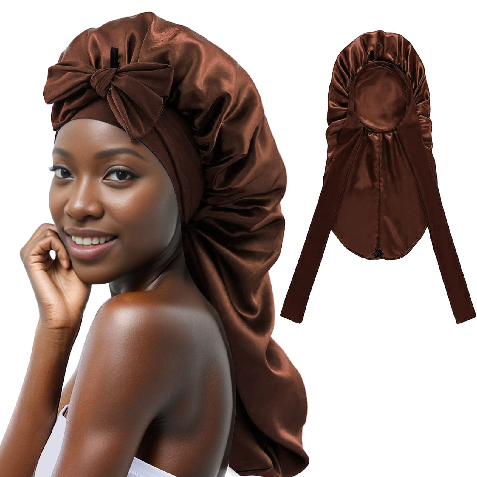 Woman Braid Bonnet Foldable Extra Long Bonnet For Braids Silk Bonnet ...