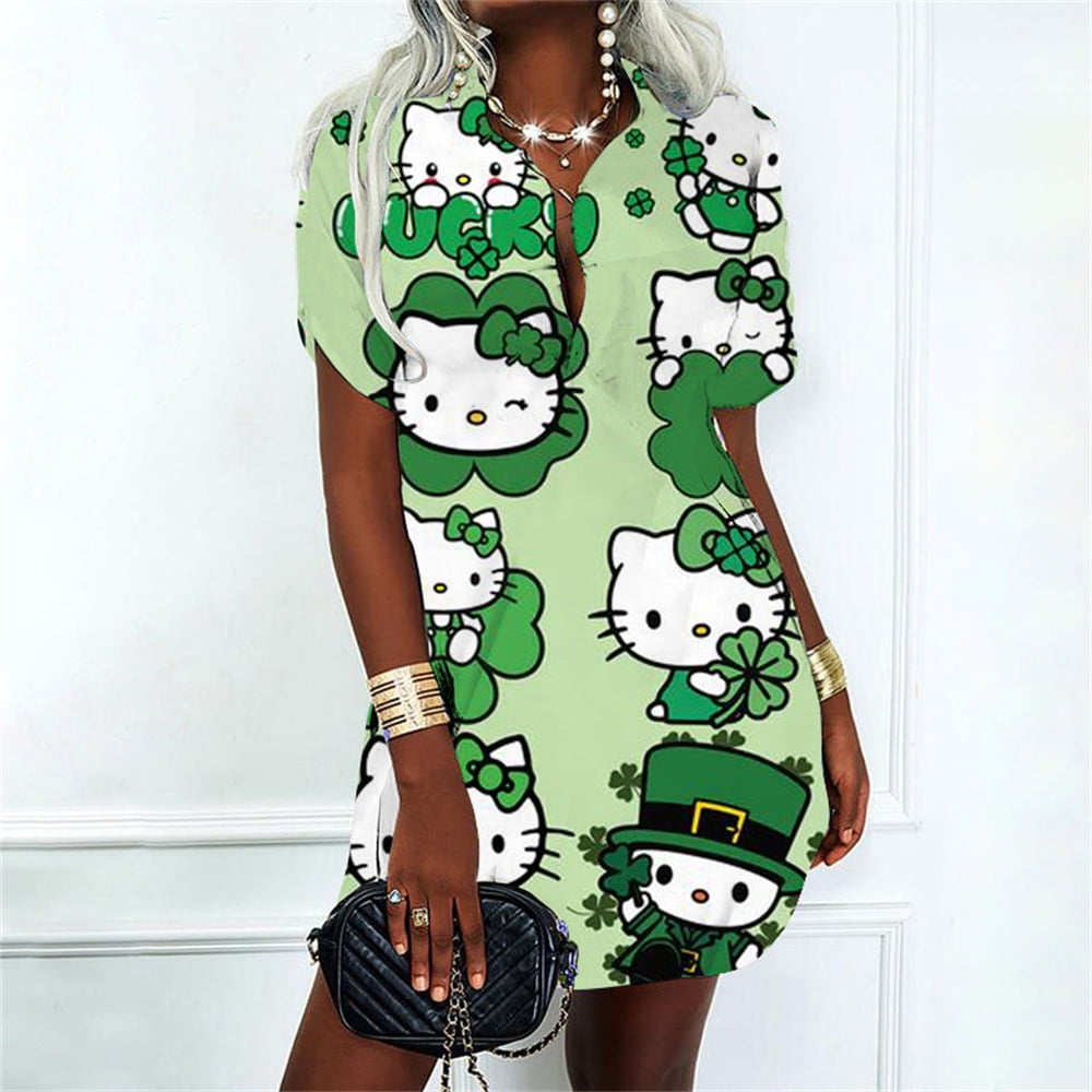 Woman Clothing Women‘s Dress Cartoon Polo Shirt Summer Clothes Women ...