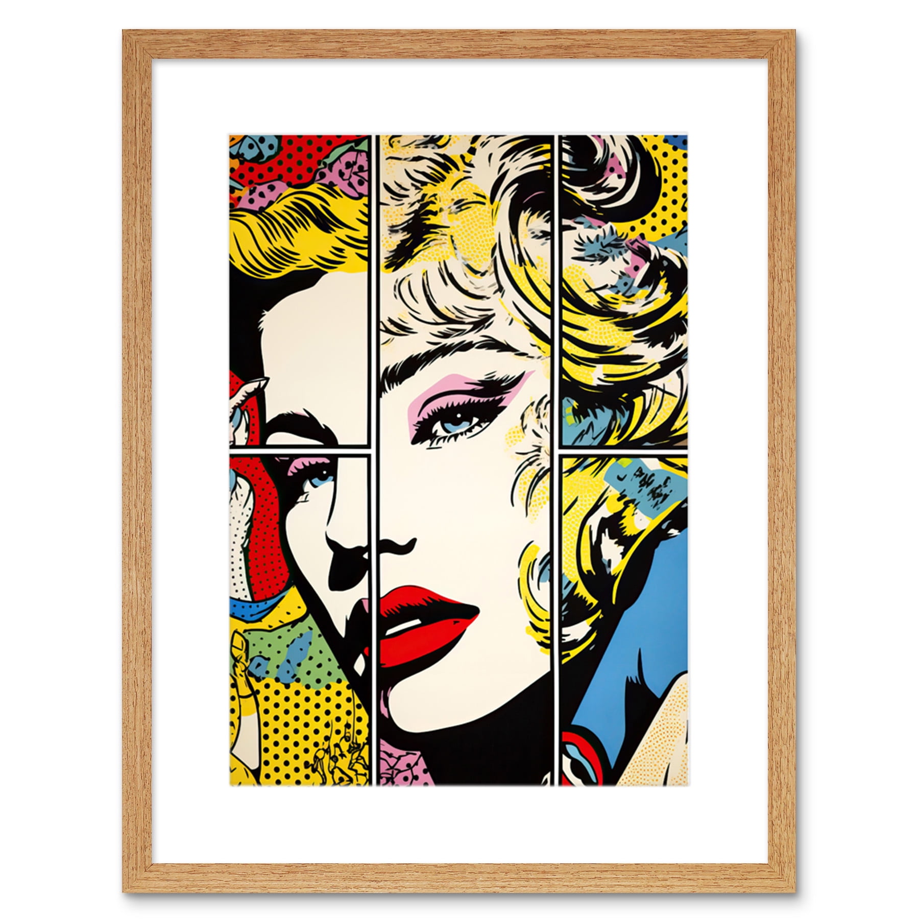 Woman Comic Book Strip Style Face Vibrant Portrait Bedroom Decor Teen ...