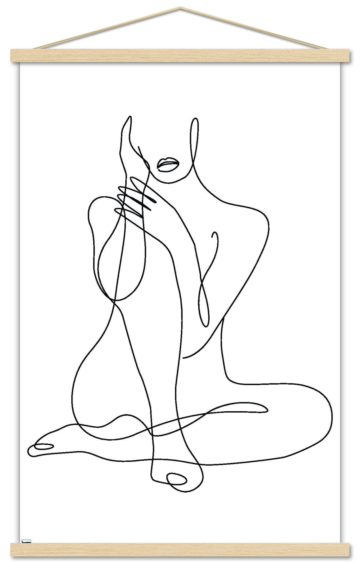 Woman - Continuous Line Drawing Wall Poster with Magnetic Frame, 22.375 ...