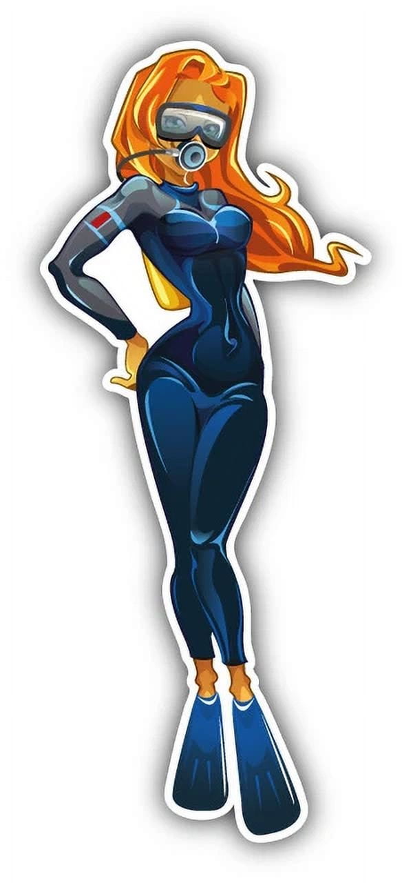 Woman Diver Car Sticker Phone Decal Water Bottle Stickers Car Decals ...