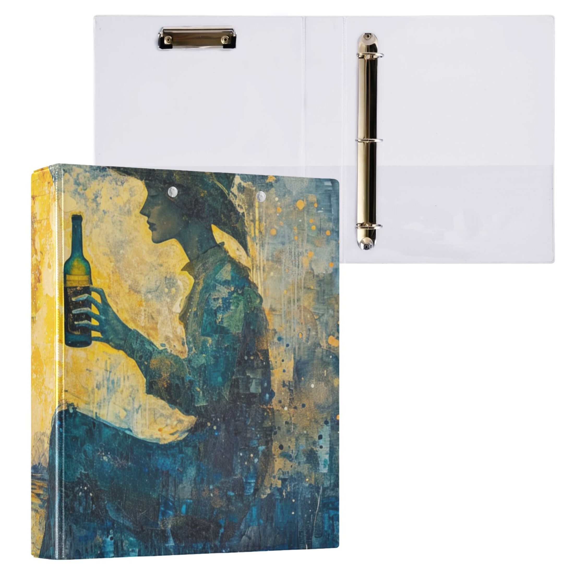 Woman Drinking Starry Night Moon River Round Ring Binder 3 Rings 1.5 ...