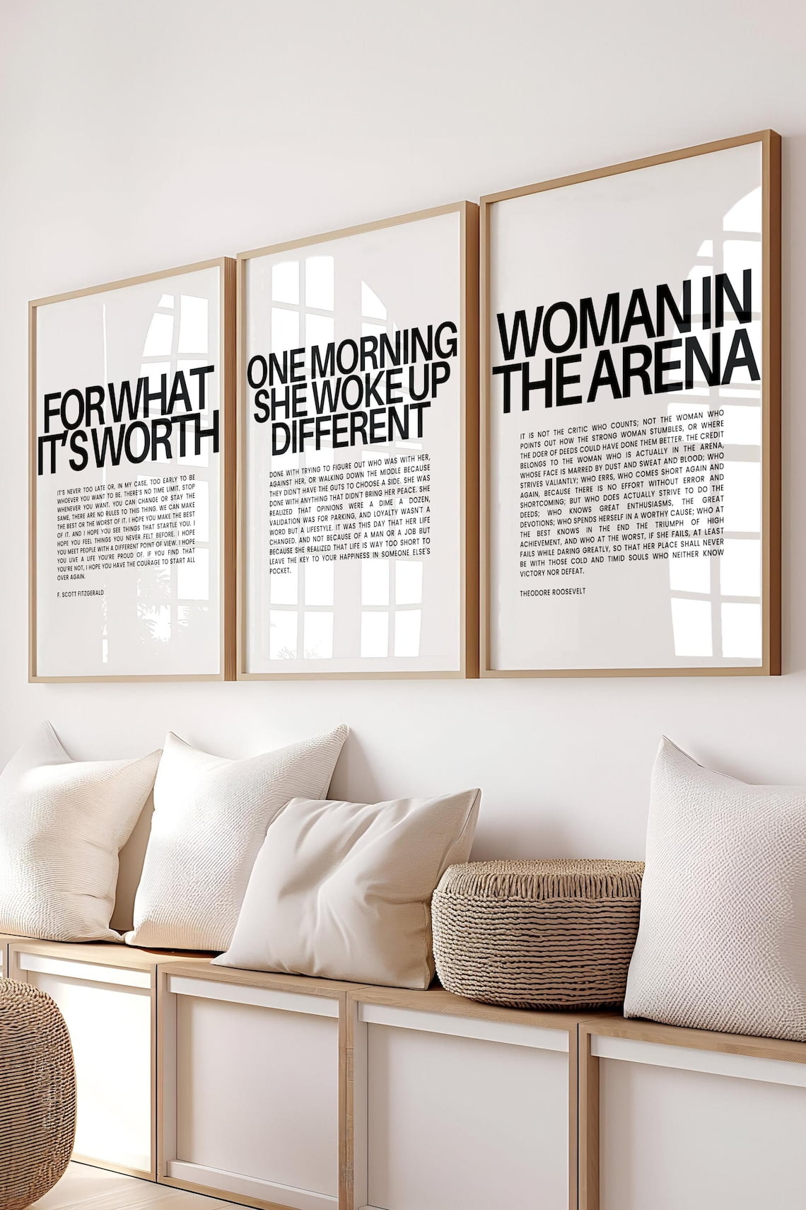 Woman Empowerment Set of 3 Prints, Fitzgerald Quote, Woman in the Arena ...