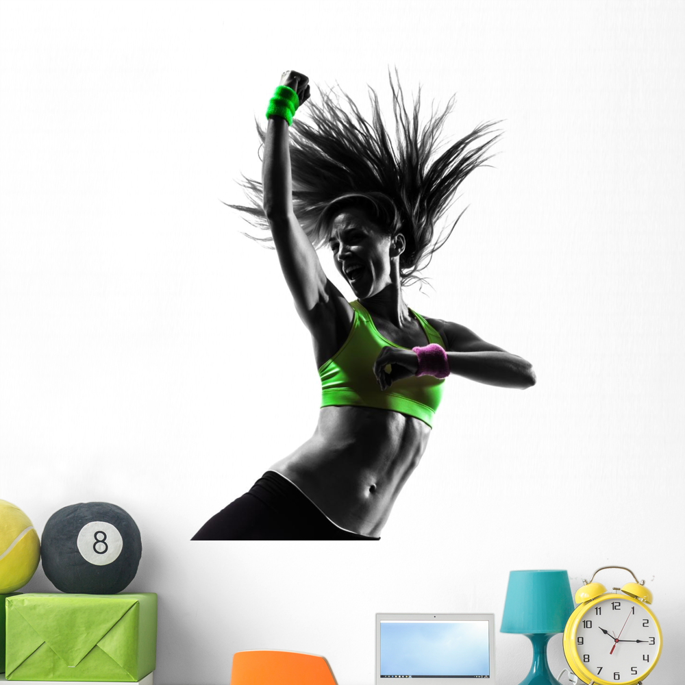 Woman Exercising Fitness Zumba Wall Mural Decal by Wallmonkeys Vinyl ...