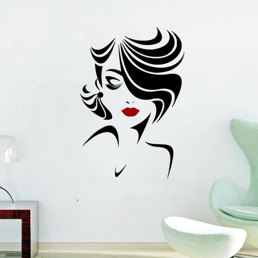 Woman Face Girl Wall Decal Vinyl Art Sticker Beauty Salon Wall Sticker ...