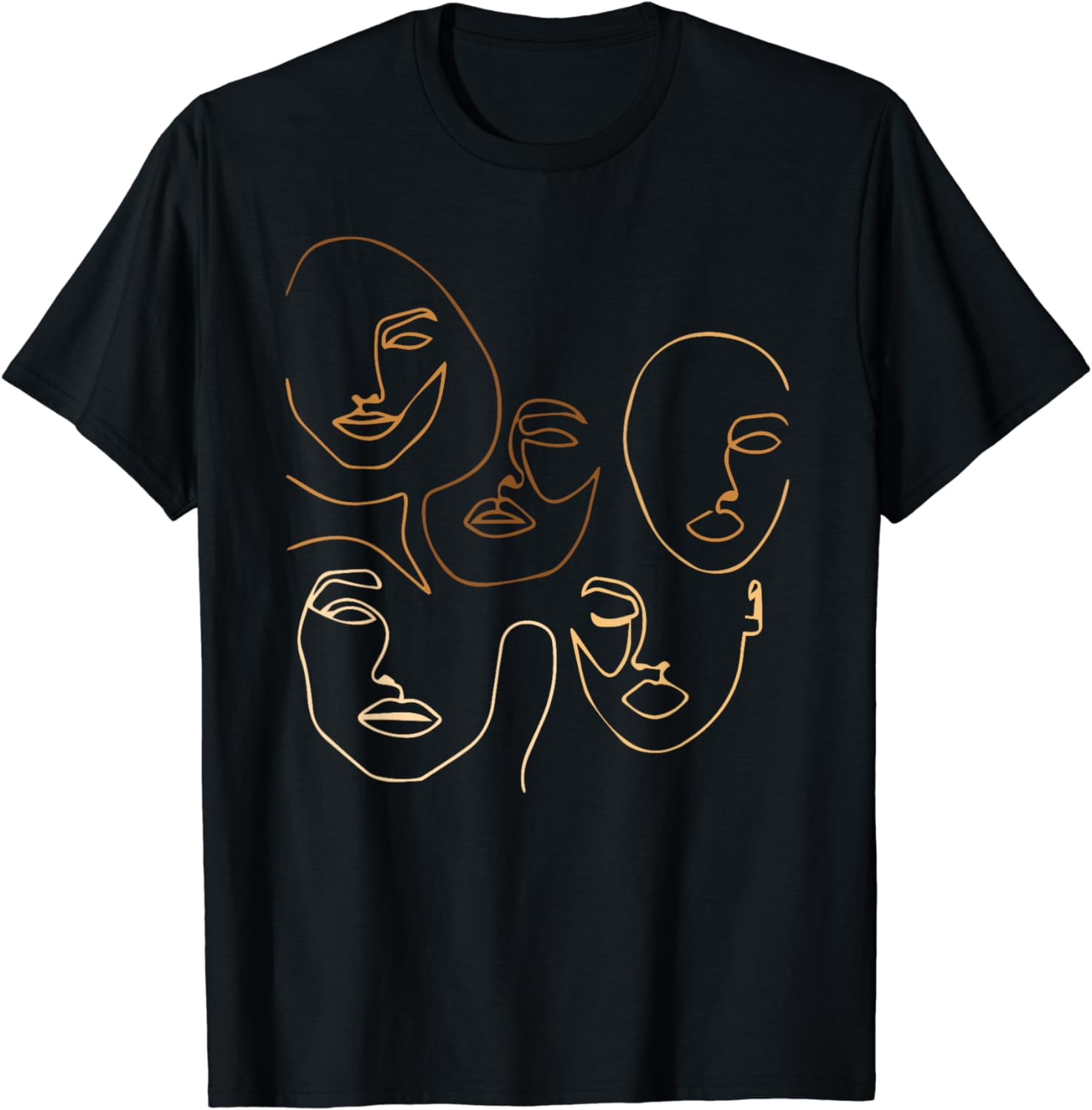 Woman Face Line Art Black History Month Cute BLM Melanin T-Shirt ...