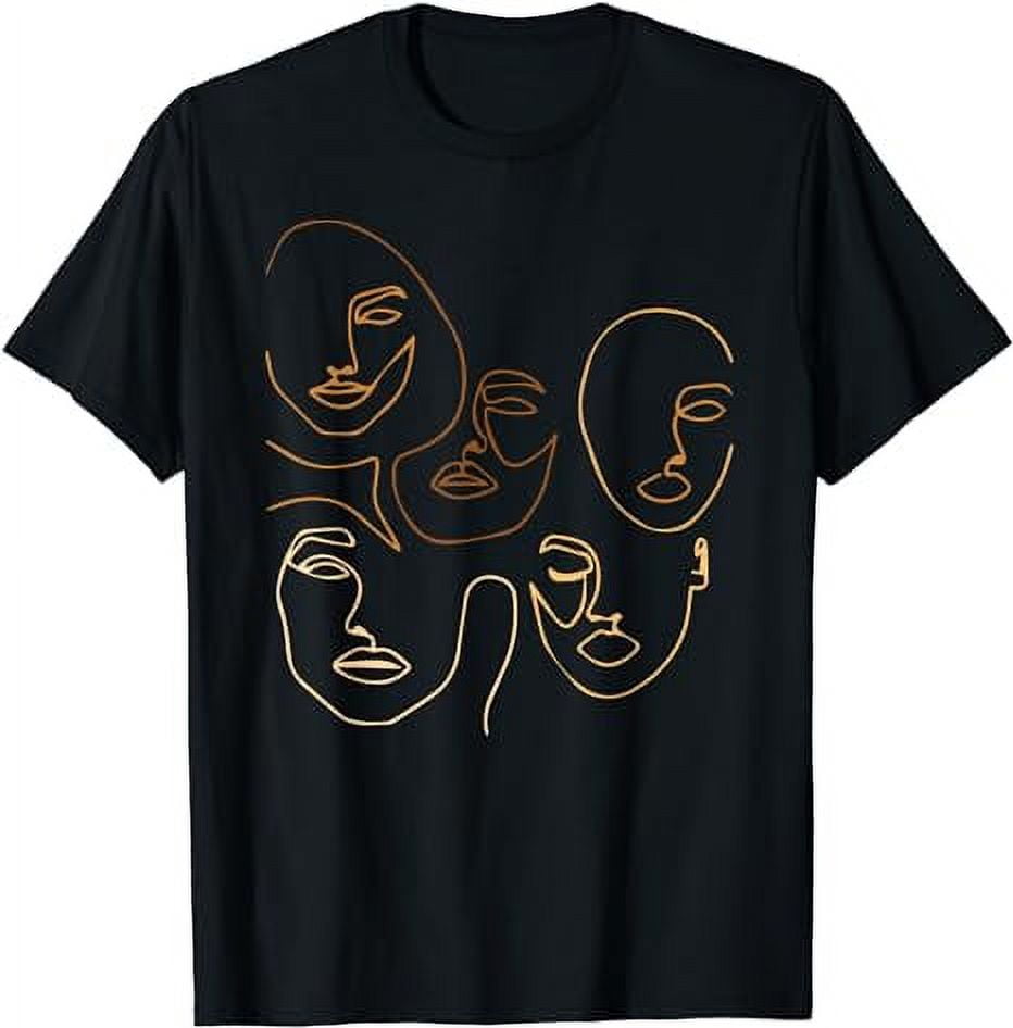 Woman Face Line Art Black History Month Cute BLM Melanin T-Shirt ...