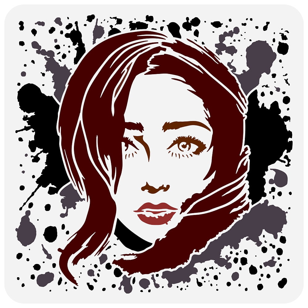 Woman Face Stencil 11.8x11.8inch Women Ink Spot Face Drawing Template ...